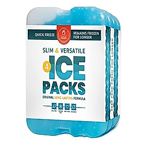 Healthy Packers Ice Packs for Coolers - Freezer Packs - Original Cool Pack | Cooler Accessories for the Beach, Camping and Fishing | Slim & Long-Lasting Reusable Ice Pack for Lunch Box (Set of 4)