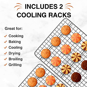 Cooling Rack for Baking 2-Pack, 15 x 10 Inches Baking Rack, Stainless Steel Wire Cookie Rack Fits Jelly Roll Sheet Pan, Oven Safe for Cooking, Roasting, Grilling