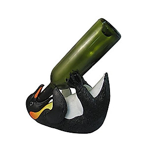 Playful Antarctic Penguin Wine Bottle Holder By DWK | Tabletop South Pole Decor And Centerpiece