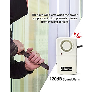 QWORK Power Failure Alarm, 2 Pack Automatic Power Cut Failure Outage Alarm 120db LED Indicator Smart Warning Siren Power by 9V Battery (NOT Included), Plug 220V