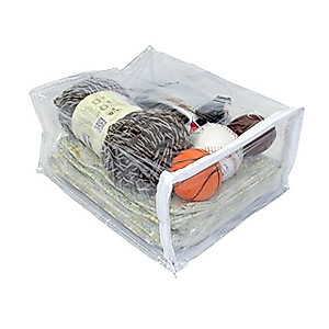 Oreh Homewares Heavy Duty Vinyl Zippered Closet Square Storage Bags (Clear) for Sweaters, Blankets, Arts & Crafts, Toys and Much More! (9" x 11" x 5") 2.1 Gallon 2-Pack