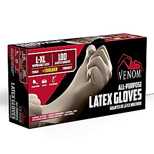 Medline Venom Powdered Latex Multi-Purpose Disposable Gloves, One-Size, 100 Count