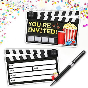 30 Movie Party Invitations with Envelopes - Perfect for Movie Theme Party, Hollywood Party, Red Carpet Party, Movie Birthday Party Supplies