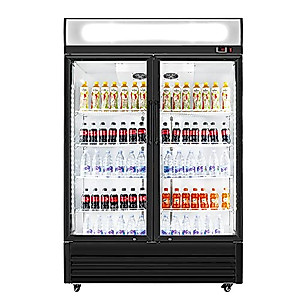DHPM 51" 2 Sliding Glass Reach in Refrigerator Swing, Door Upright Display Beverage Cooler Merchandiser, Antique White