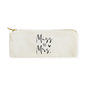 The Cotton & Canvas Co. Miss to Mrs. Wedding Cosmetic Pouch, Pencil Case, Bridal Party Gift and Travel Make Up Pouch