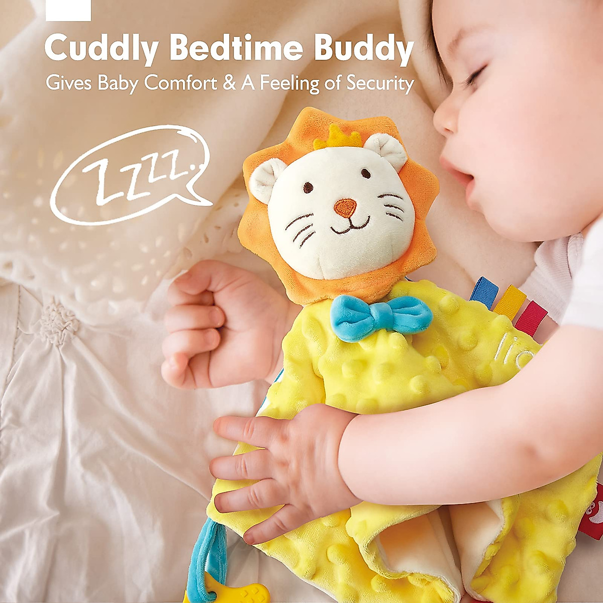 hahaland Baby Stuff Loveys for Babies Lion Security Blanket with Baby Teething Toys 0-3-6-12 Months Baby Gifts for Newborn Baby Boys Girls Infant Toys