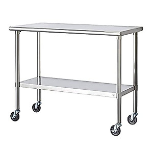 TRINITY EcoStorage NSF Stainless Steel Table with Wheels, 48-Inch