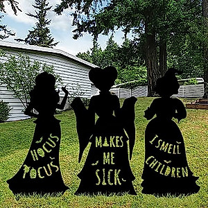 Ivenf Witch Halloween Decorations Outdoor: 3 Extra Large Black Hocus Pocus Witches, Halloween Silhouette Yard Signs with Stakes, Thick Corrugated Plastic, Outside Yard Lawn Decor for Kids Home Party