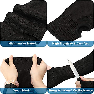Geyoga Arm Protection Sleeves Level 5 Cut 2 Pairs Heat Resistant Sleeves Protectors for Thin Skin Bruising Men Women(Gray, Black,X-Large)
