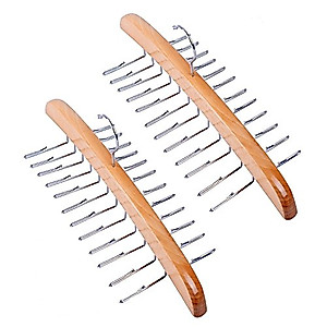 Tie Rack Hanger for Closet, Ohuhu Wooden Tie Organizer 360 Degree Rotating Tie Holder with 24 Folding Hooks, Tie and Belt Storage for Men Neckties Belts Scarves Tank Tops Accessories, 2 Pack