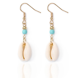 Olbye Cowrie Shell Earrings Turquoise Gold Earrings for Women Boho Earring Body Jewelry