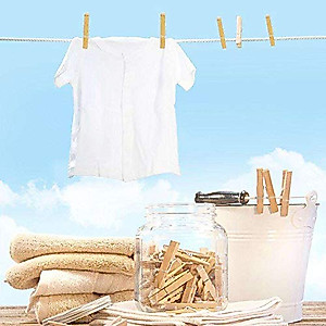 Areedy 200PCS Wood Clothes Pins 2.5cm Sturdy Mini Clothespins Photo Clips with Jute Twine Multi-Function DIY Paper Peg Pin Craft Clips