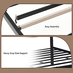 Catrimown Twin Bed Frames, Twin Size Platform Bed Frame with Wooden Headboard, Rustic Bed Frame with Strong Slat Support, No Box Spring Needed, 12”Under Bed Storage, Easy Assemble, Twin