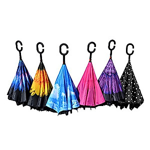 Nufoot Topsy Turvy Inverted umbrella, Black/White Polka Dot