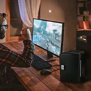 PERSONAL CHILLER Portable Mini Fridge Cooler and Warmer, 4 Liter Capacity Chills Six 12 oz Cans, Snacks, and Skincare Products, A/C Operation, 100% Freon-Free