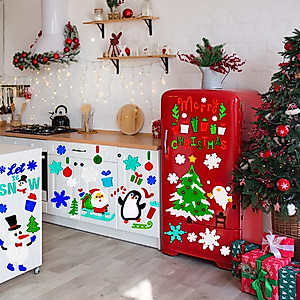 XIMISHOP 6pcs Christmas Gel Window Clings,Xmas Santa Claus Snowman Snowflake Penguin Window Clings Sticker for Christmas Window Decors