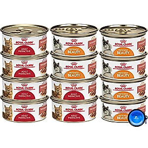 Royal Canin Feline Health Nutrition Canned Cat Food,Thin Slices in Gravy- 3 Ounce Cans- 12 Pack Variety Bundle- 2 Flavors with Pets Food Bowl (6) Adult Instinctive (6) Intense Beauty
