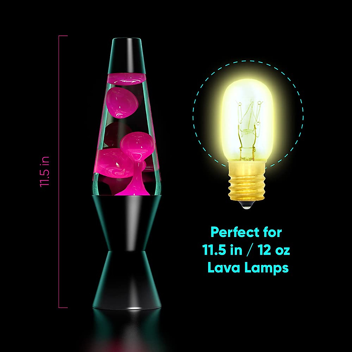 lumenivo Lava Lamp Bulbs 15 Watt 130V T7 Intermediate Base Replacement for 120V 15W Light Bulb Small Base 15W Incandescent Appliance Bulb E17 Base – 11.5” Lava Lamps & Sewing Machines – 2 Pack