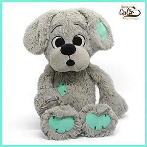 Secura Cutie Soft Stuffed Animal Puppy with Superpowers – Glow in Dark Patches for Bedtime Comfort (no batteries needed) – Stuffed Animal for Boys & Girls - Cute Plush Dog Teddy Bear Toy – 14"