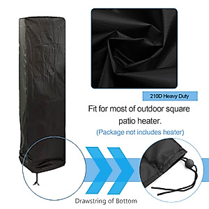 Heavy Duty Glass Tube Heater Cover - Waterproof Square Standing Patio Heater Protector for Outdoor Triangle Heater and Pyramid Torch