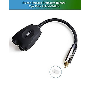 Alpluto Audio Splitter, Fiber Optic Audio Cable 1 in 2 Out Digital Toshlink Optical Audio Splitter Adapter Fiber Converter with 24K Gold Plated Connectors (Black)