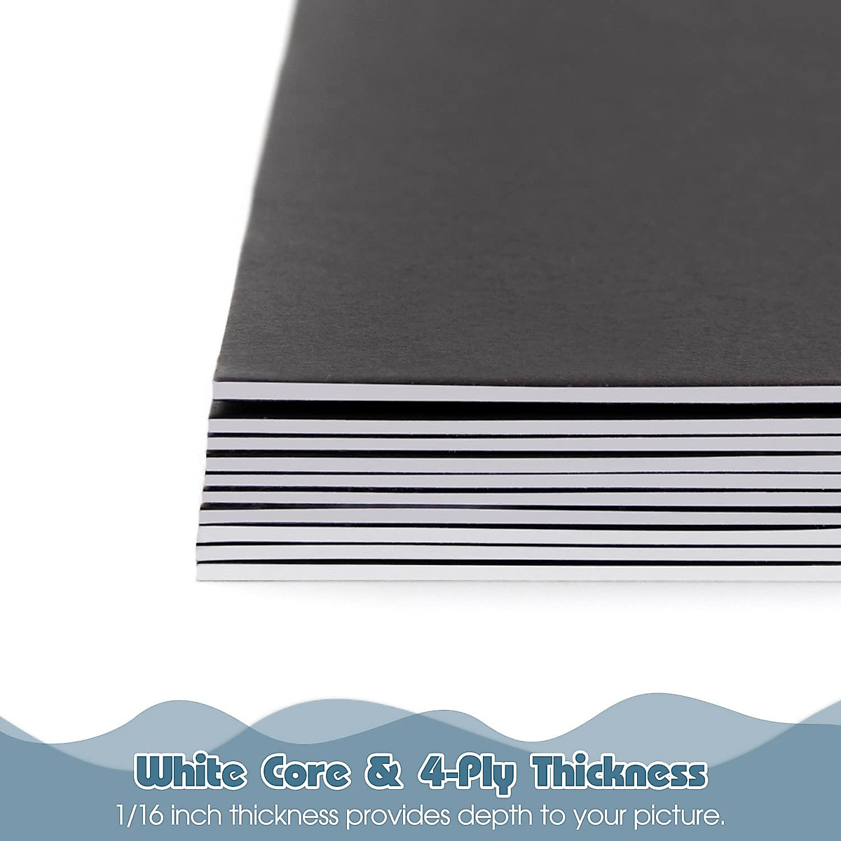 Golden State Art, Pack of 25 11X17 Black Uncut Mat Boards, Great for Photos, Pictures, Frames, Acid-Free, White-Core