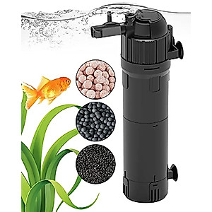 AquaMiracle Aquarium Filter True 3-Stage Filtration Fish Tank Filters Turtle Filter Internal Power Filter with Aeration/Rainfall Modes for 40-120 Gallon Aquariums, Flow Rate and Direction Adjustable