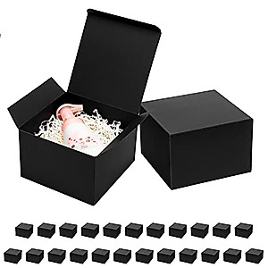 Mcfleet Black Gift Boxes with Lids 6x6x4 Inches 25 Pack Groomsmen Proposal Boxes Cardboard Gift Box for Presents, Craft Boxes for Christmas, Wedding, Graduation, Holiday, Birthday Gift Packaging
