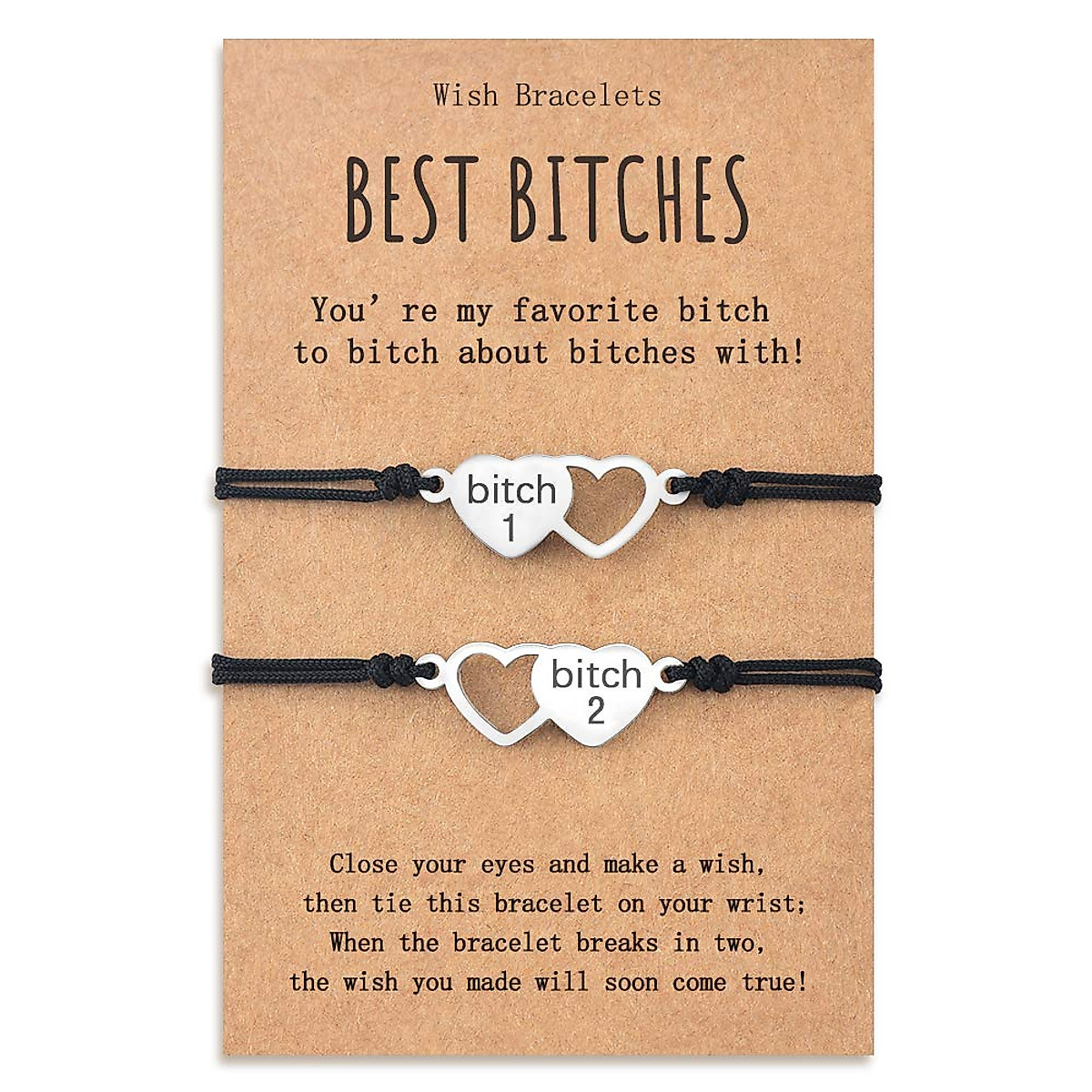 MANVEN Best Bitches2 Bracelet Best Friend Matching Friendship Bracelets Inspirational Gifts for Women Girls Sisters