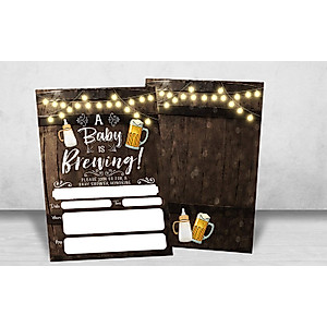 PDTXCLS Aoceman A Baby is Brewing Baby Shower Invitation, Beer and Bottle Couples Shower Co-ed, 25 Invitations with envelopes
