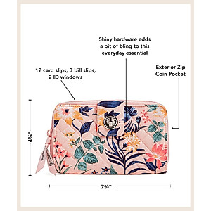 Vera Bradley Women's Cotton Turnlock Wallet With RFID Protection, Black, One Size