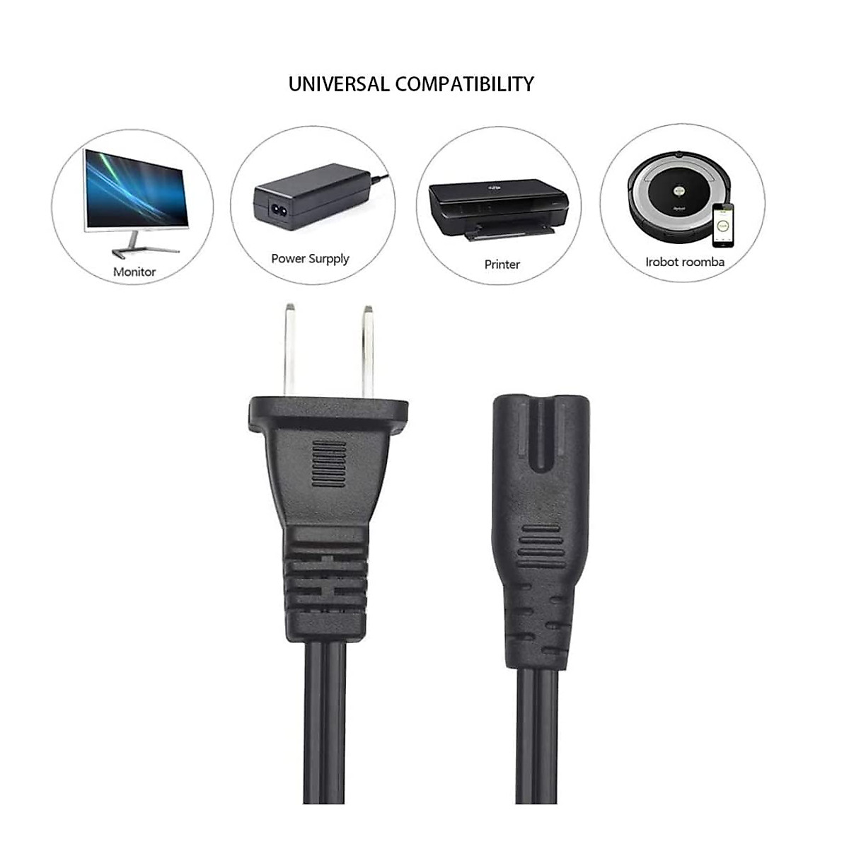 PowerHOOD AC Power Cord Compatible with Sony PS3 Slim / PS4 Slim PlayStation 4 / PS5, Xbox Series S, Xbox Series X, Xbox One S/X Game Console Power Supply Cable Replacement