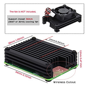 Geekworm 12mm Thickness Aluminum Alloy Heatsink (C235) Support 30mm Cooling Fan Compatible with Raspberry Pi Compute Module 4 CM4 Motherboard