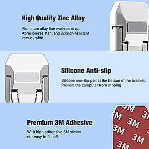 PONICOR Zinc Alloy Computer Keyboard Stand for Desk, Foldable Keyboard Riser with 2 Angle Adjustable, Self-Adhesive Invisible Laptop Stand for Desk, Mini Portable Keyboard Lift (2pcs Silver)