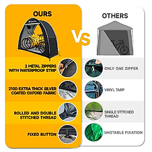 Supole Outdoor 2 to 3 Bike Storage Tent, 78.8 x 31.5 x 65 in Bicycle Shed, Extra Thick 210D Silver-Plated Oxford PU4000 Waterproof, Double Side Opening Portable Bikes Cover for Home Garden, Green