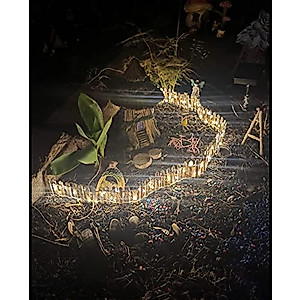 Robkea, 36 Inch Mini Fence Fairy Garden Fence & Waterproof LED 40FT 100 LED Solar String Lights with 8 Lighting Modes | Fairy Garden Accessories Outdoor(Brown)