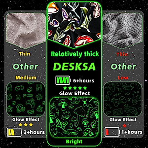 Mushroom Blanket Glow in The Dark Blanket for Girls Boys Mushrooms Throw Blanket Soft Fleece Blankets Mushroom Decor Blanket for Bedroom Sofa 50"x60"