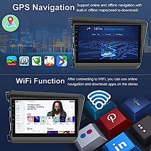 Android 2G+32G Car Stereo for Honda Civic 2012 2013 2014 2015 with GPS Navigation 9 inch HD Touchscreen Car Radio with Bluetooth FM in Dadh Head Unit with WiFi Mirror Link EQ Subwoofer Backup Camera …