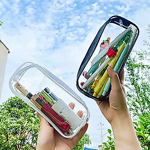 WUWEOT 10 Pack Clear Pencil Case, PVC Pencil Bag Makeup Pouch, Big Capacity Travel Toiletry Bag with Zipper for School Office Stationery and Travel Storage (Black+White)