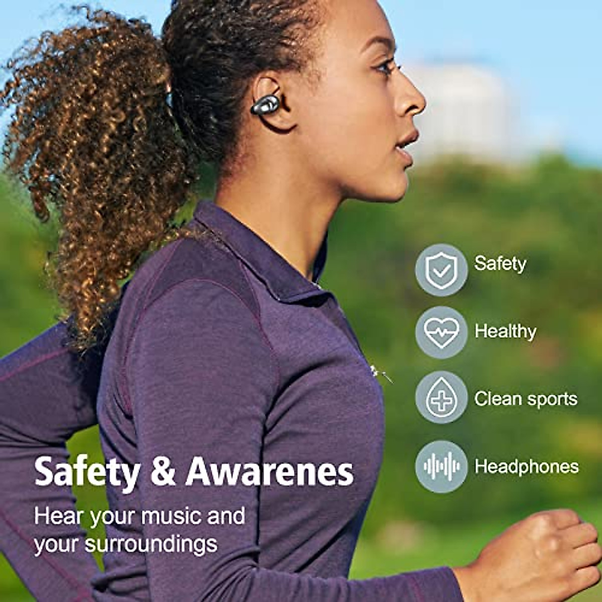 Skicuwim Open Ear Headphones Wireless Earbuds Bluetooth Earbuds Sport Earbuds Running Earbuds Music Earbuds,Clip-on Earphones,Headphones for Small Ear.not in Your Ear