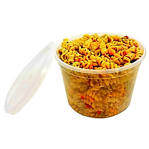 PACTOGO 64 oz (1/2 Gallon) Heavy Duty Round Plastic Deli Soup Containers with Lids, For Meal Prep Containers | BPA Free | Stackable | Leakproof | Microwave/Dishwasher/Freezer Safe (Pack of 5 Sets)