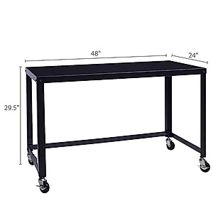 Scranton & Co 48" Modern Metal 2 Casters Office Mobile Desk in Black