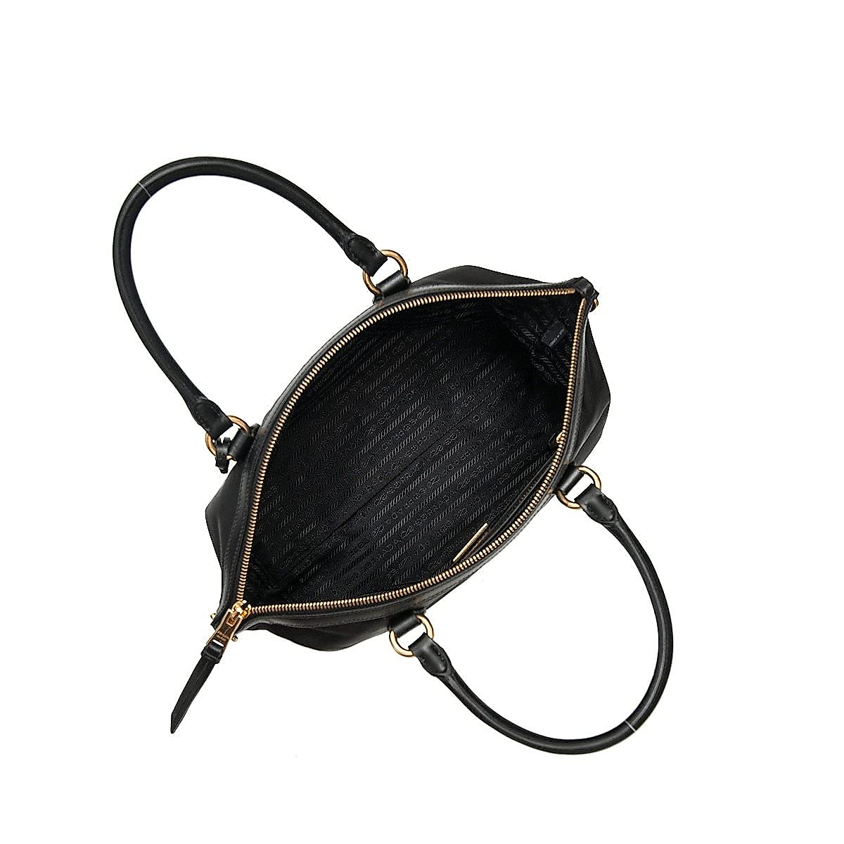 PradaWomens Black Tessuto Nylon Two-Way Satchel Handbag 1BA104