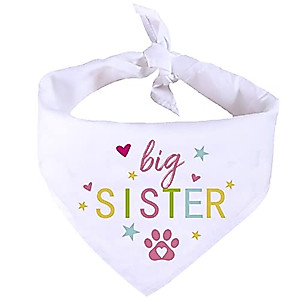 Hujiao-Zi Big Sister Pregnancy Announcement Dog Bandana, Gender Reveal Photo Prop, Accessories Pet Scarves for Dog Lovers Owner Gift