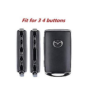 WFMJ 2Pcs Black Silicone with keyring for Mazda 3 Hatchback CX-5 CX-30 CX-9 Smart 4 Buttons Remote Key Fob Cover Case Chain