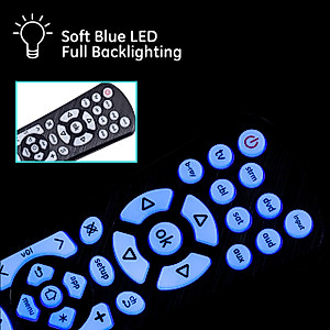 GE UltraPro Backlit Universal Remote Control, Samsung TV Remote, Universal TV Remote for Roku TV, Vizio, LG, Sony, Sharp, Apple TV, Smart TVs, Streaming Players, Blu-ray, DVD, 8-Device, Black, 41567