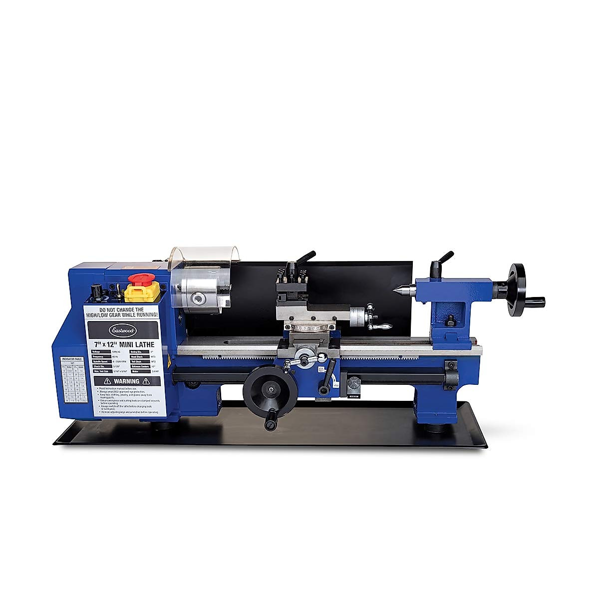 Eastwood Benchtop Metal Lathe 7 inch x 12 inch | Mini Metal Lathe Variable Speed 0-2500 RPM, Mini Lathe with 3-jaw Chuck | Benchtop Metal Lathe, Drilling Machine for Various Types of Metal Turning