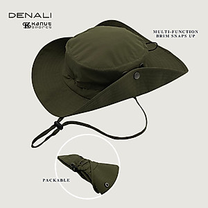 KANUT SPORTS Denali Boonie Sun Hat with Wide Brim Foldable for Fishing Hiking,Hunting, Golf Summer Hat for Men and Women(Olive Green,Large)