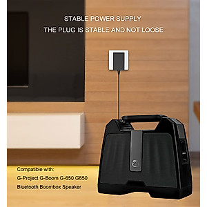 AC DC Adapter Charger Fits for G-Project G-Boom G-650 G650 Wireless Bluetooth Boombox Speaker, AC 110-240V to DC 12Volt 2Amp Charger Plug 5.5 X 2.5/2.1mm Portable Speaker Power Supply Cord