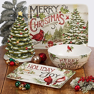 Certified International Evergreen Christmas 22 oz. Ice Cream/Dessert Bowls, Set of 4, Multicolored